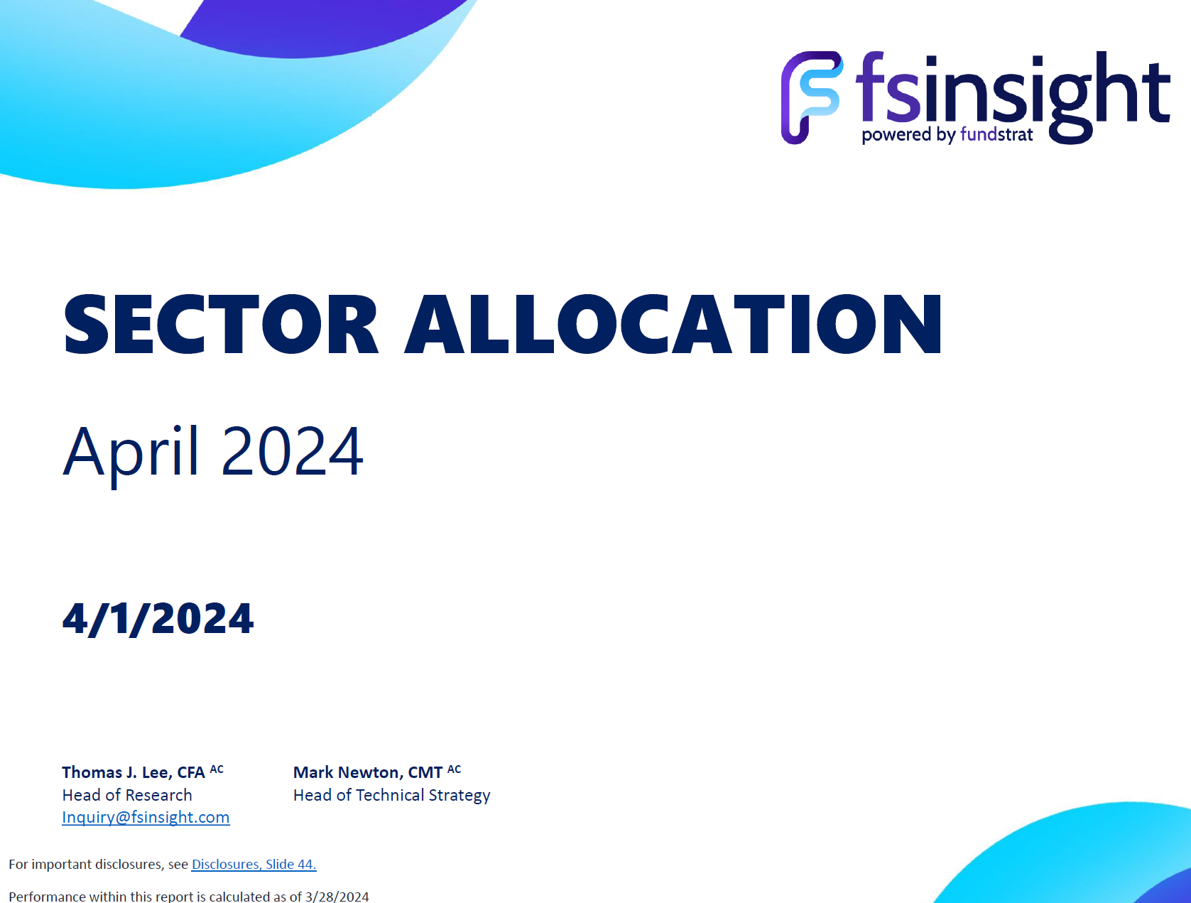 FSI Sector Allocation - April 2024 Update - FS Insight