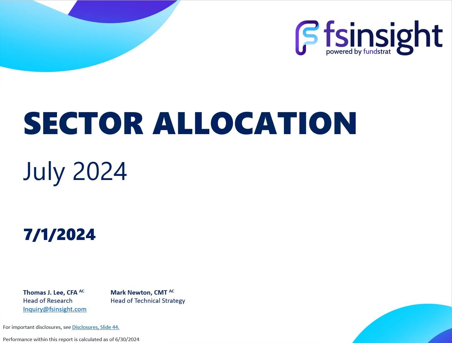 FSI Sector Allocation - July 2024 Update - FS Insight